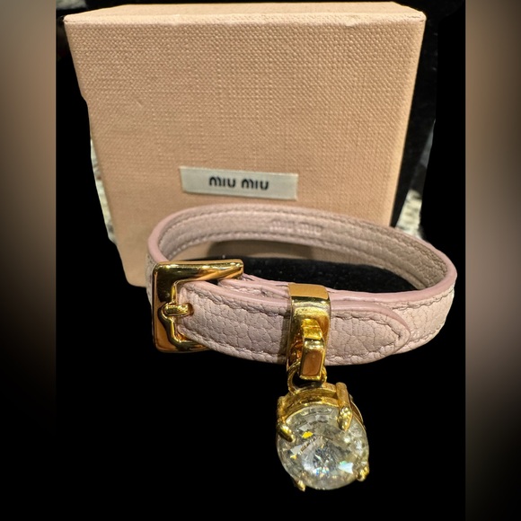 Miu Miu | Jewelry | 2 Miu Miu Blush Leather Bracelet With Gold Details ...